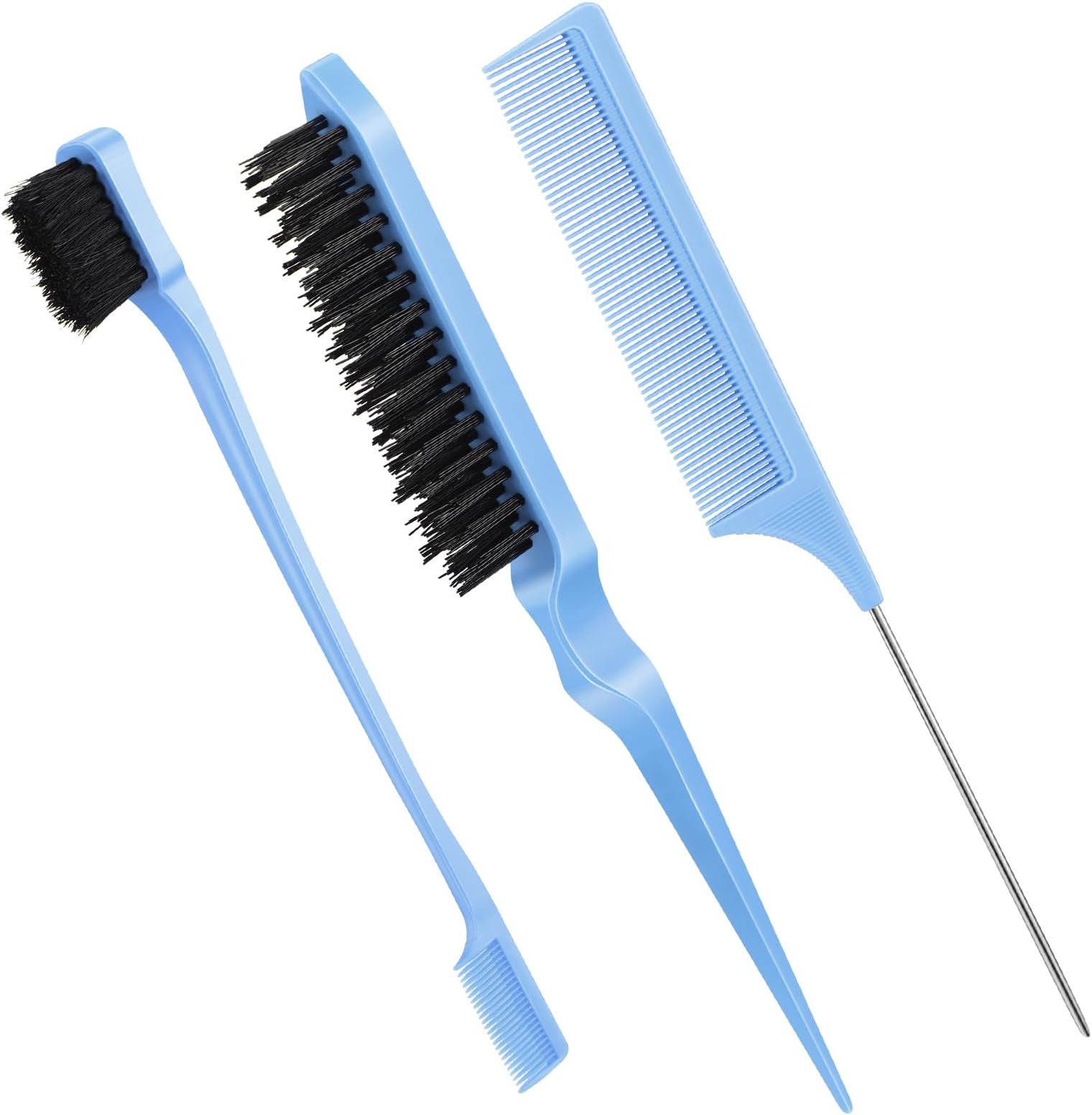 Amazon.com : Geiserailie 3 Pcs Slick Back Hair Brush Set Bristle Brush ...