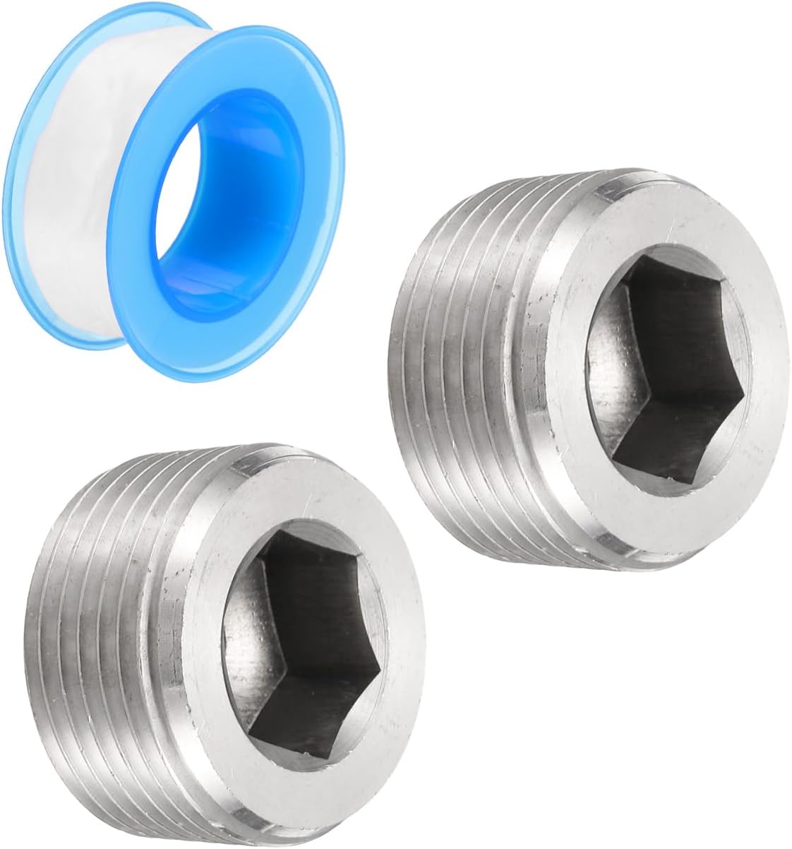 Amazon.com: uxcell 1 PT Internal Hex Thread Socket Pipe Plug Stainless ...