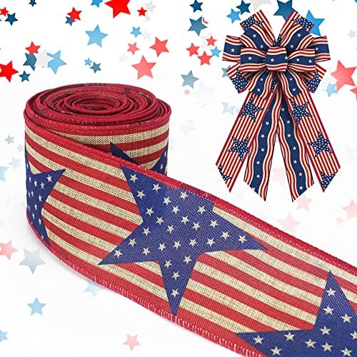 Amazon.com: AnyDesign Patriotic Wired Edge Ribbon 24 Yards USA Flag ...