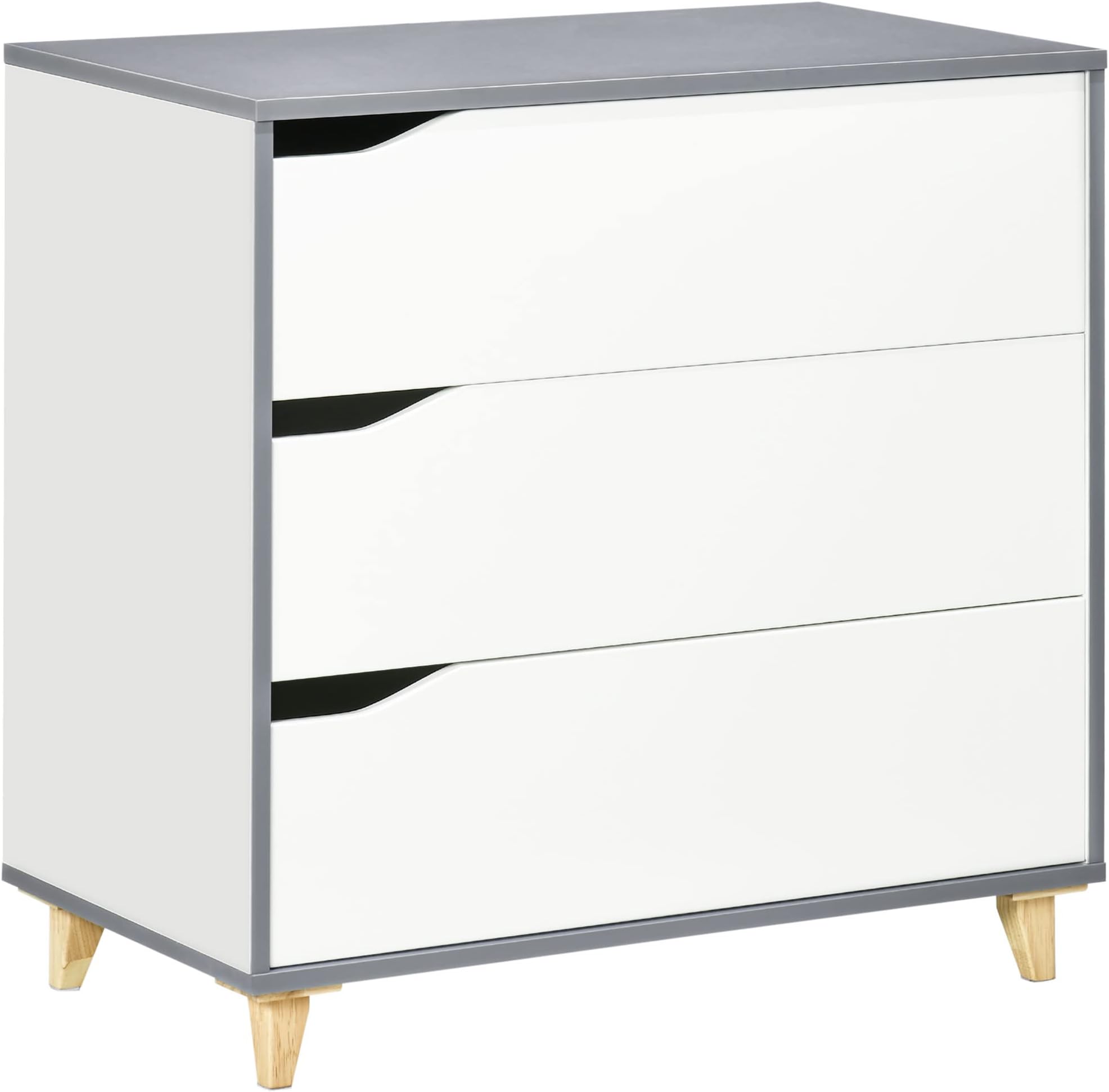 HOMCOM Bedroom Chest of Drawers, 3-Drawer Dresser, Storage Drawer Unit ...