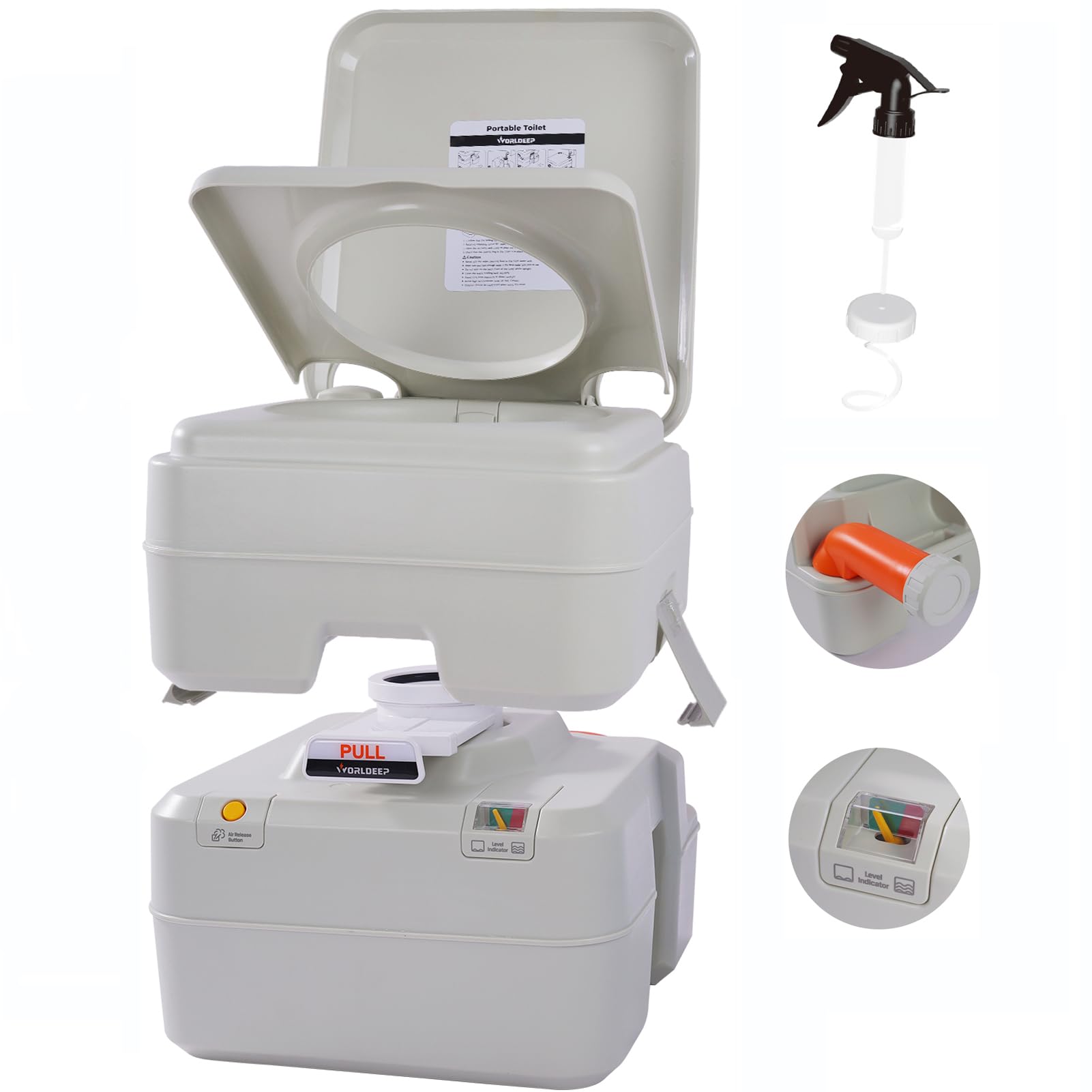 Upgraded Portable Toilet for Camping with 5.3 Gallon Waste Tank ...