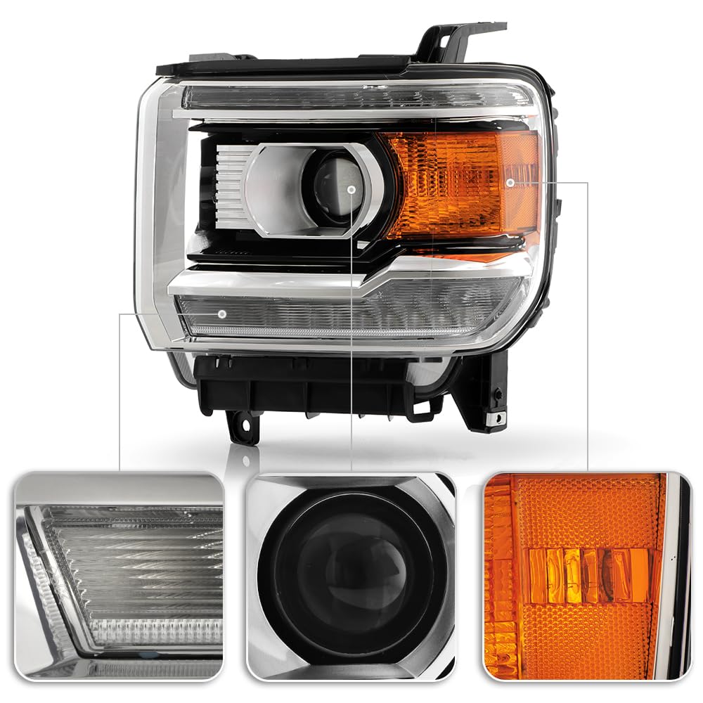 Snapklik.com : For 2014-018 GMC Sierra 1500 Factory Halogen w/LED DRL ...