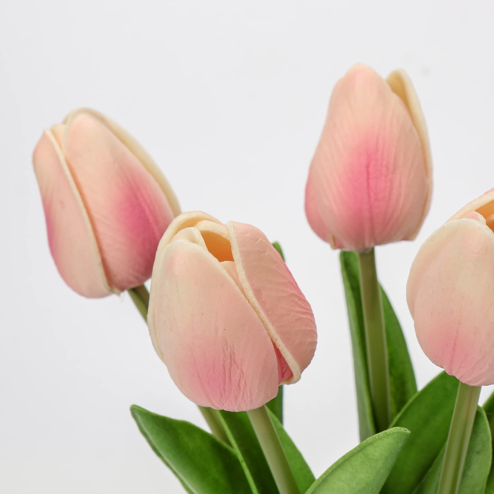 Briful 2 Packs Faux Flowers Artificial Tulips with Ceramic Vase, Poly ...