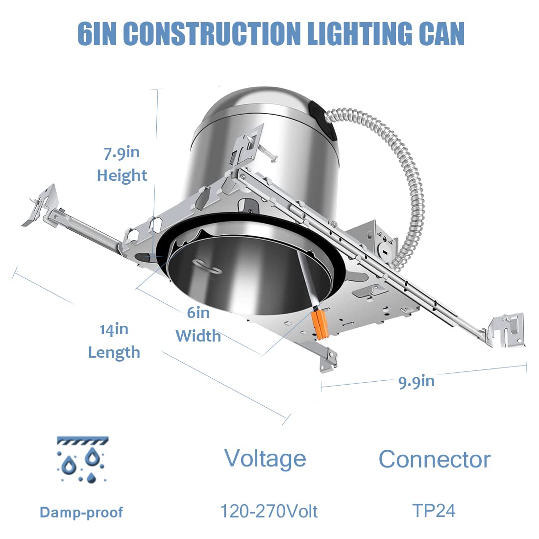 Snapklik.com : 8 Pack 6 Inch Recessed Light Housing New Construction ...