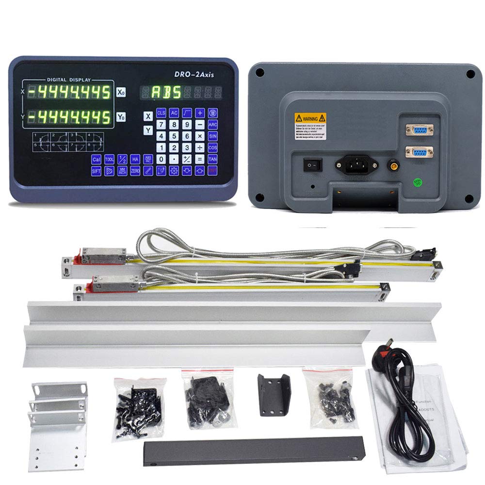Buy DRO 2 Axis Digital Readout Display with 2pc Glass Linear Scale 5 ...