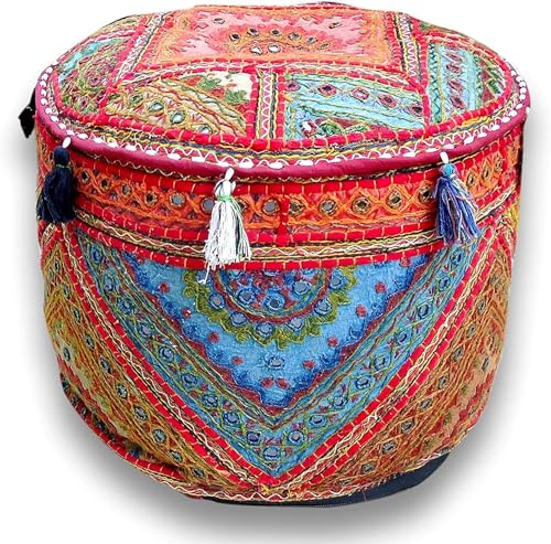Amazon.com: Marusthali Indian Pouf Footstool Ethnic Embroidered Pouf ...