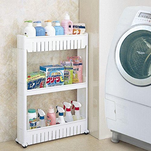Washing Machine Side Detergent 3 Tier Storage CART Rack with Wheels ...