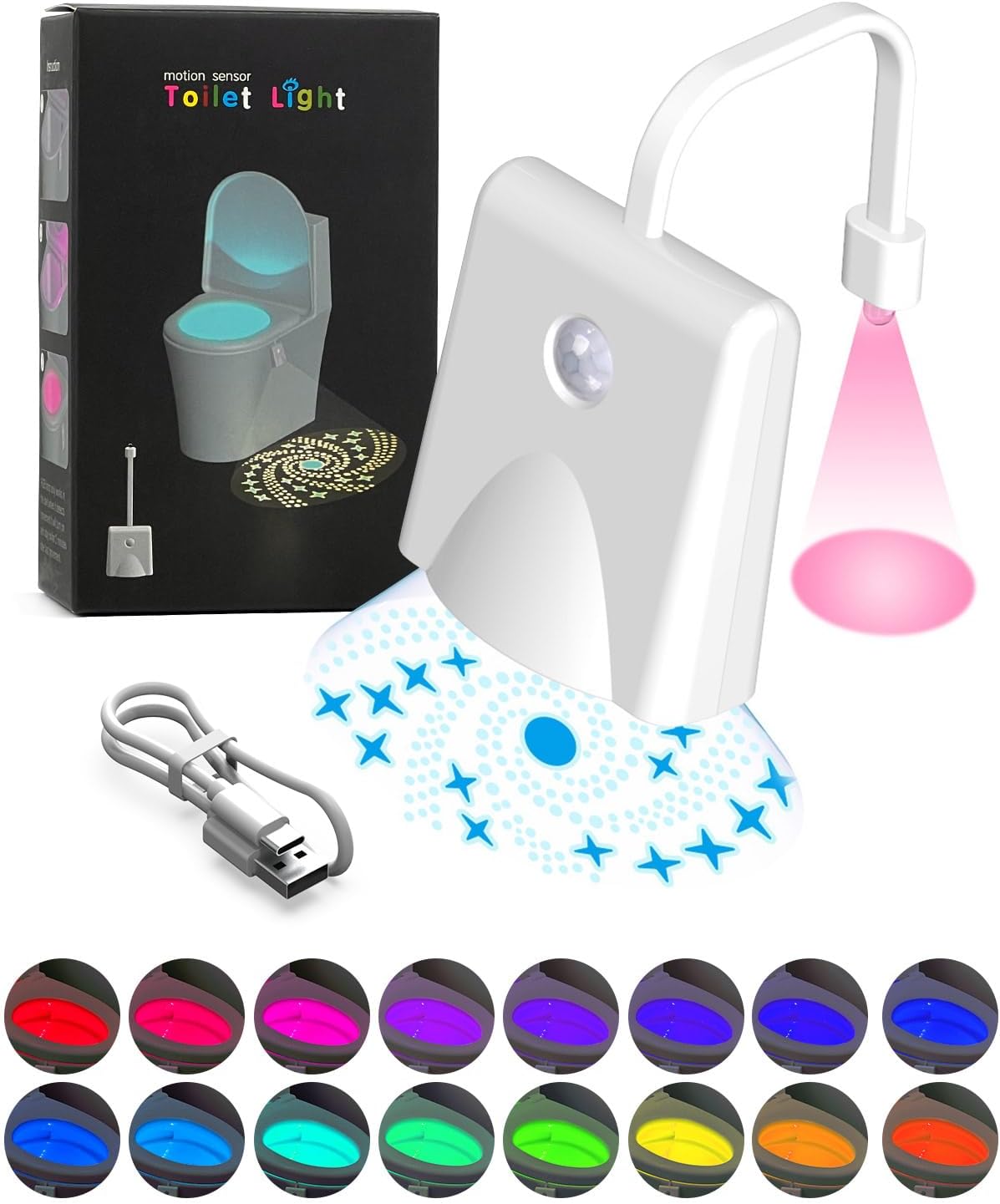 Rantizon Toilet Light Inside Toilet,2024Upgraded USB Rechargeable ...