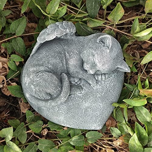 Amazon.com: Madiou Cat Memorial Gifts - Angel Cat Statue Sleeping on a ...