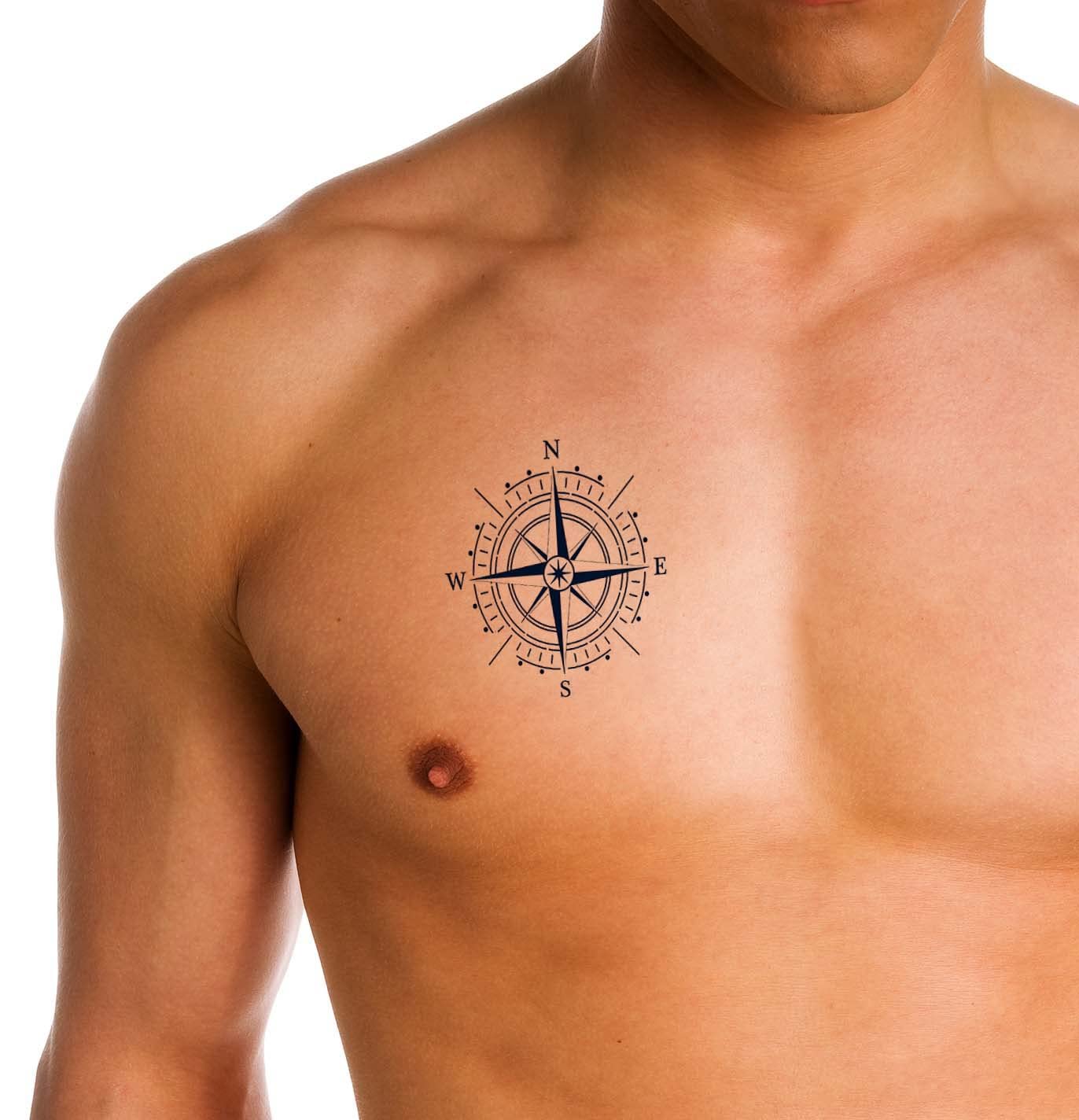 Nautical Compass Tattoo Chest