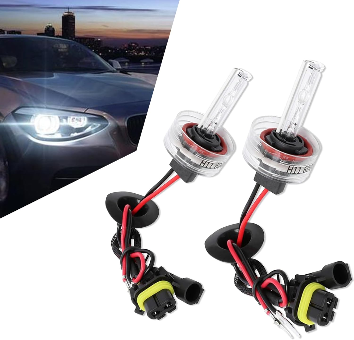 Amazon.com: dawfall Pack-2 H11 HID Xenon Bulbs, 6000K Xenon Bulb Replacement, 35W 3200LM HID ...