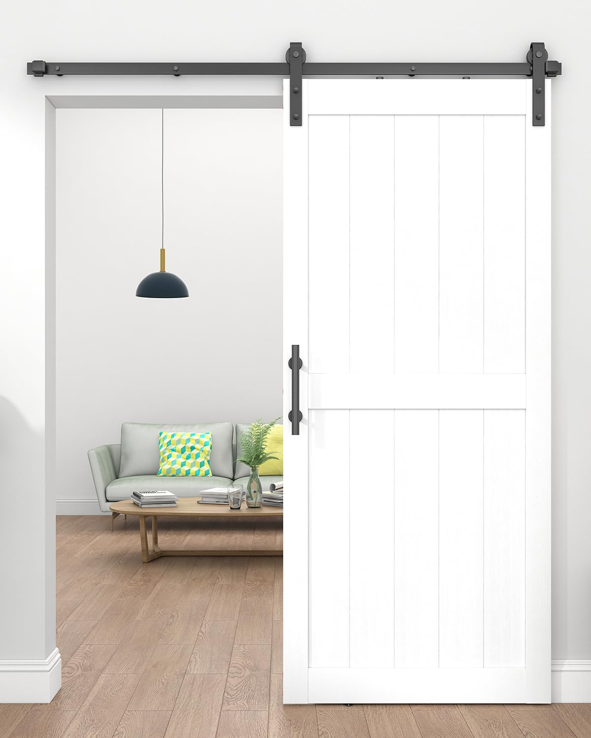 JUBEST 36"x84" Sliding Barn Door with 6FT Barn Door Hardware Kit&Lock ...