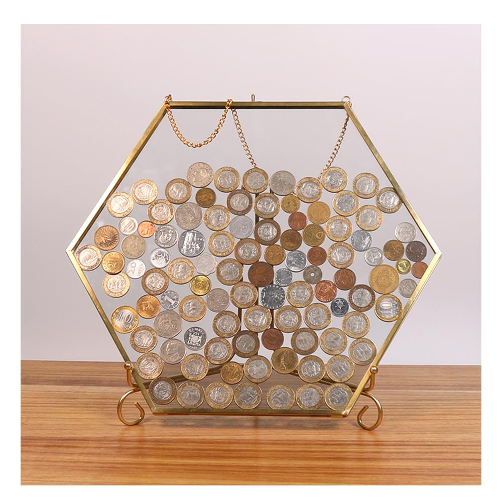 Amazon.com: Ebrima Gold Glass Frame for Coin Display, Wall Hanging Coin ...