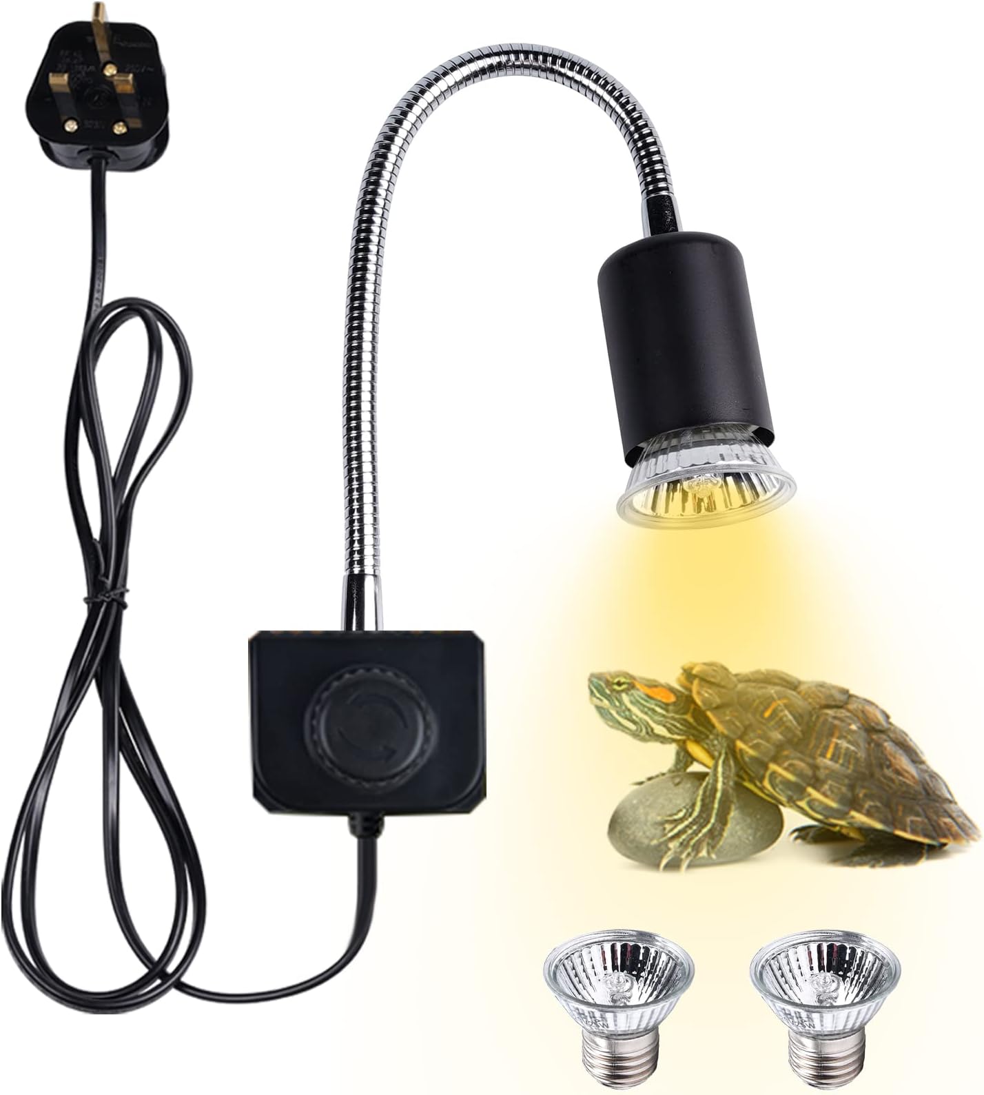 DoRight E27 Reptile Heat Lamp Holder with 2X 25W UVA UVB Heat Spotlight ...