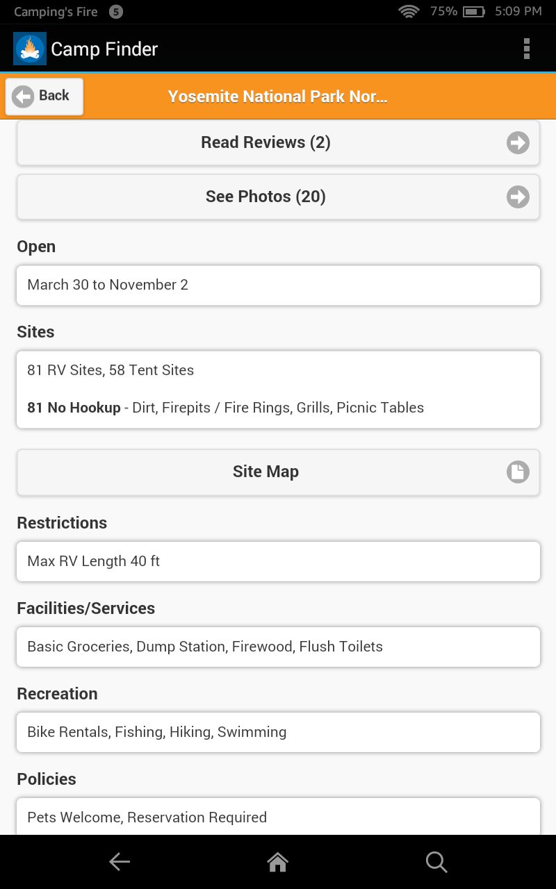 Camp Finder - App on Amazon Appstore