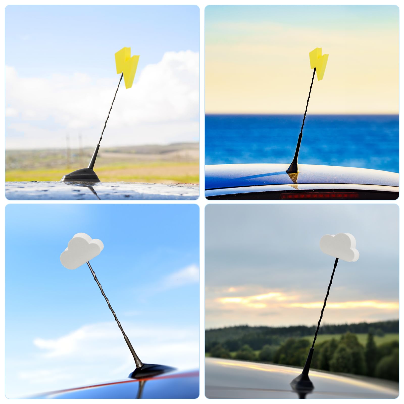 Snapklik.com : YGMONER Cloud Lightning Car Antenna Topper Set Flash ...