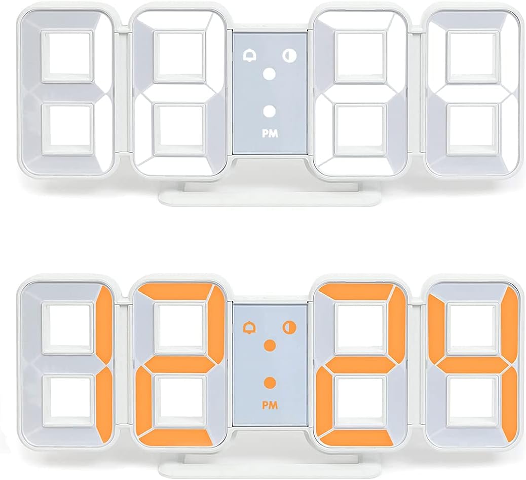 Amazon.com: mooas Pure Mini White, Orange 3D LED Clock Bundle, Multi ...