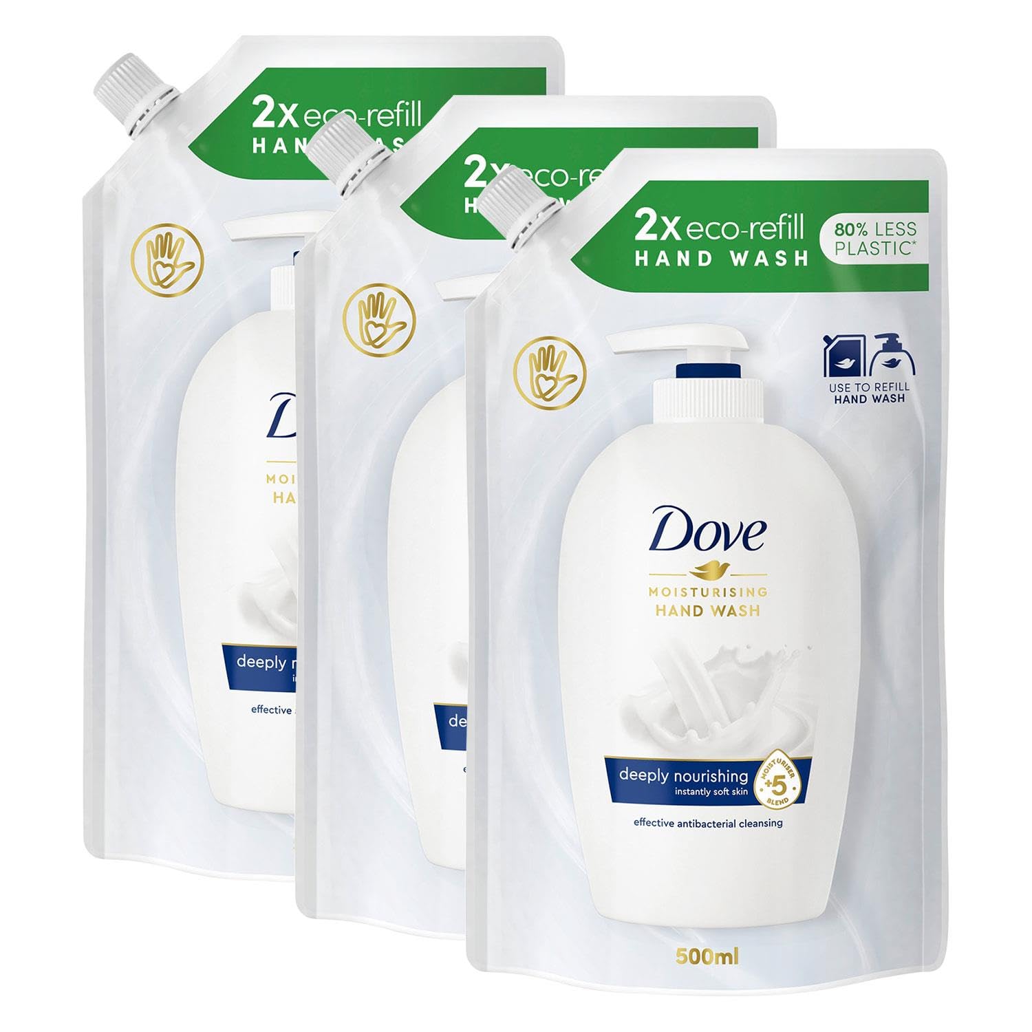 Dove Moisturising Eco-Refill for Liquid Hand Wash Effective Antibac ...