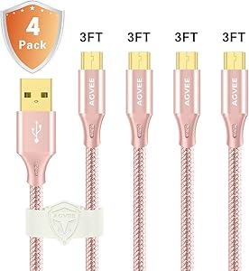 Amazon.com: 3A Current Fast Micro USB Cable [4 Pack 3FT] ?Heavy Duty ...