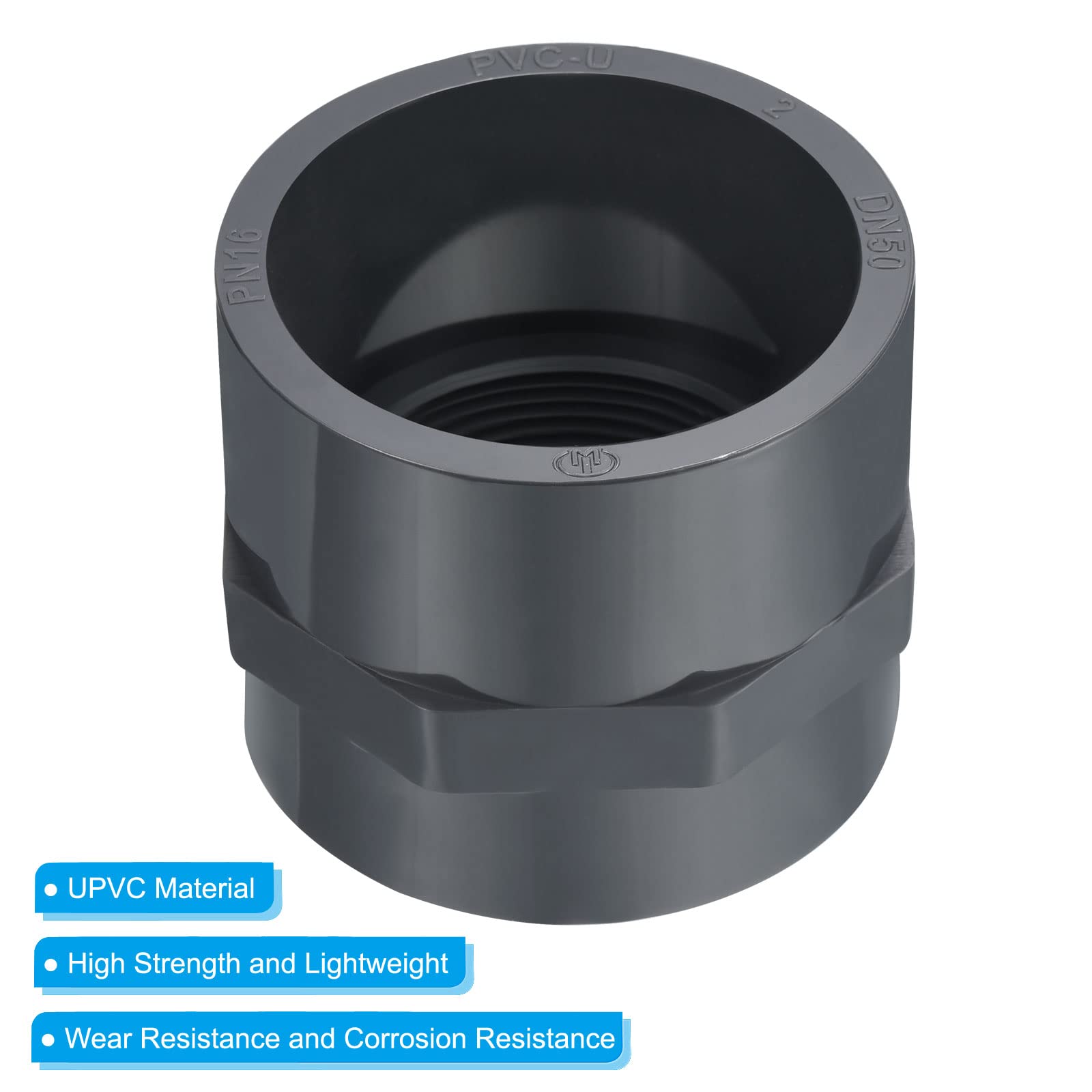 PATIKIL G2 Female Thread Pipe Fitting, 3 Pack UPVC 2 Inch Socket ...