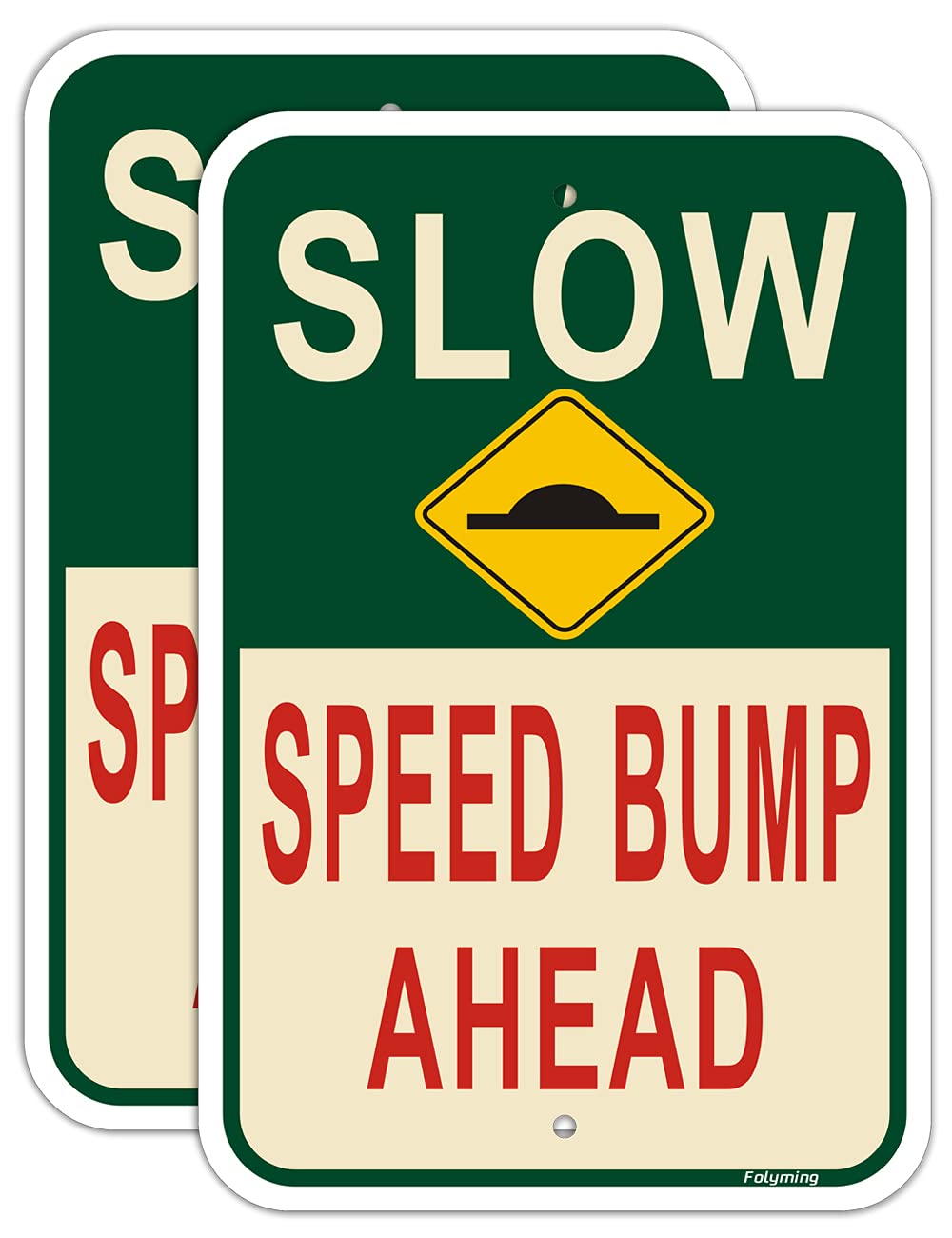 2 Pack Slow Speed Bump Ahead Signs, Slow Down With Speed Bump Emblem ...