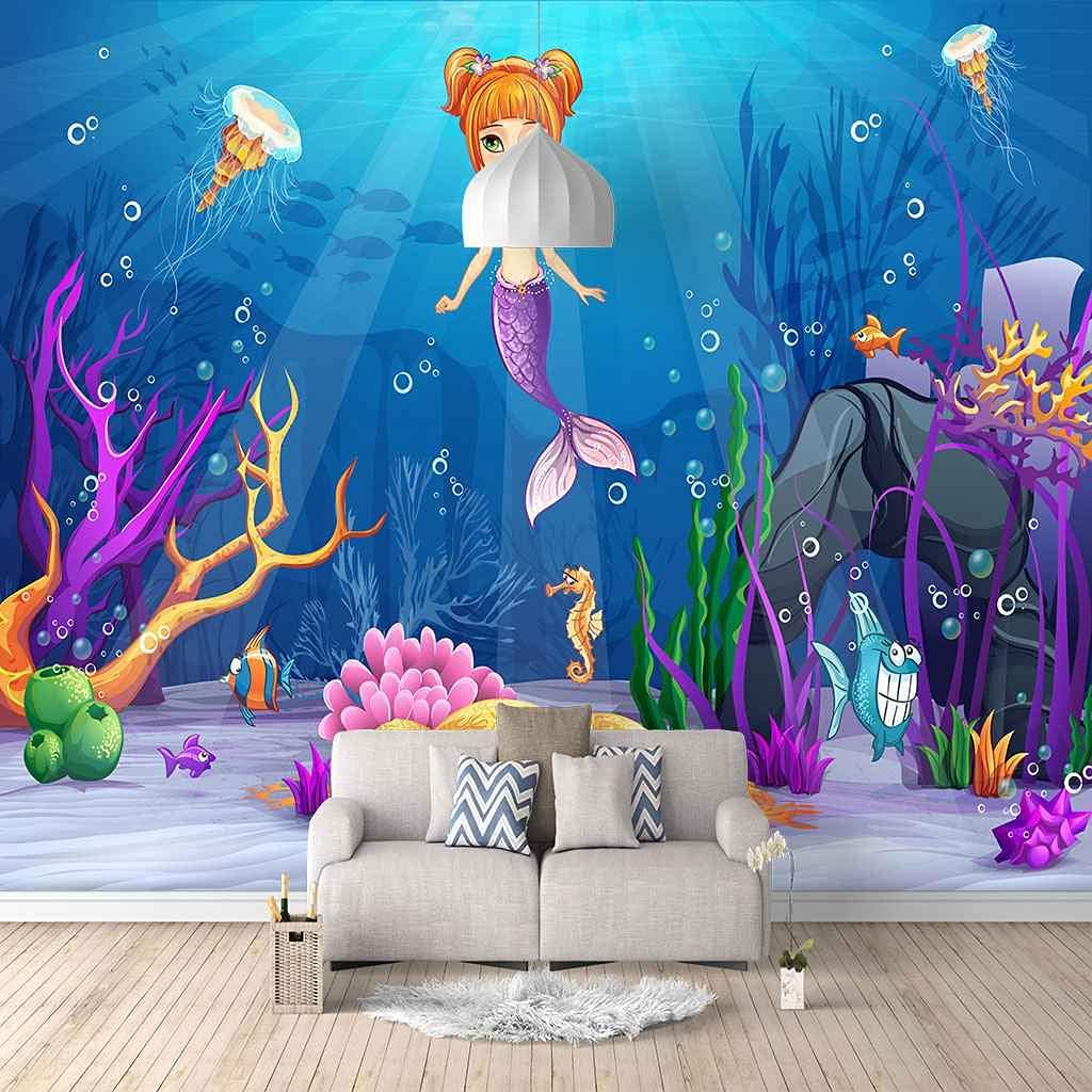 SASZQY Custom Wall Mural Mermaid under the sea Photos Wallpaper Art ...