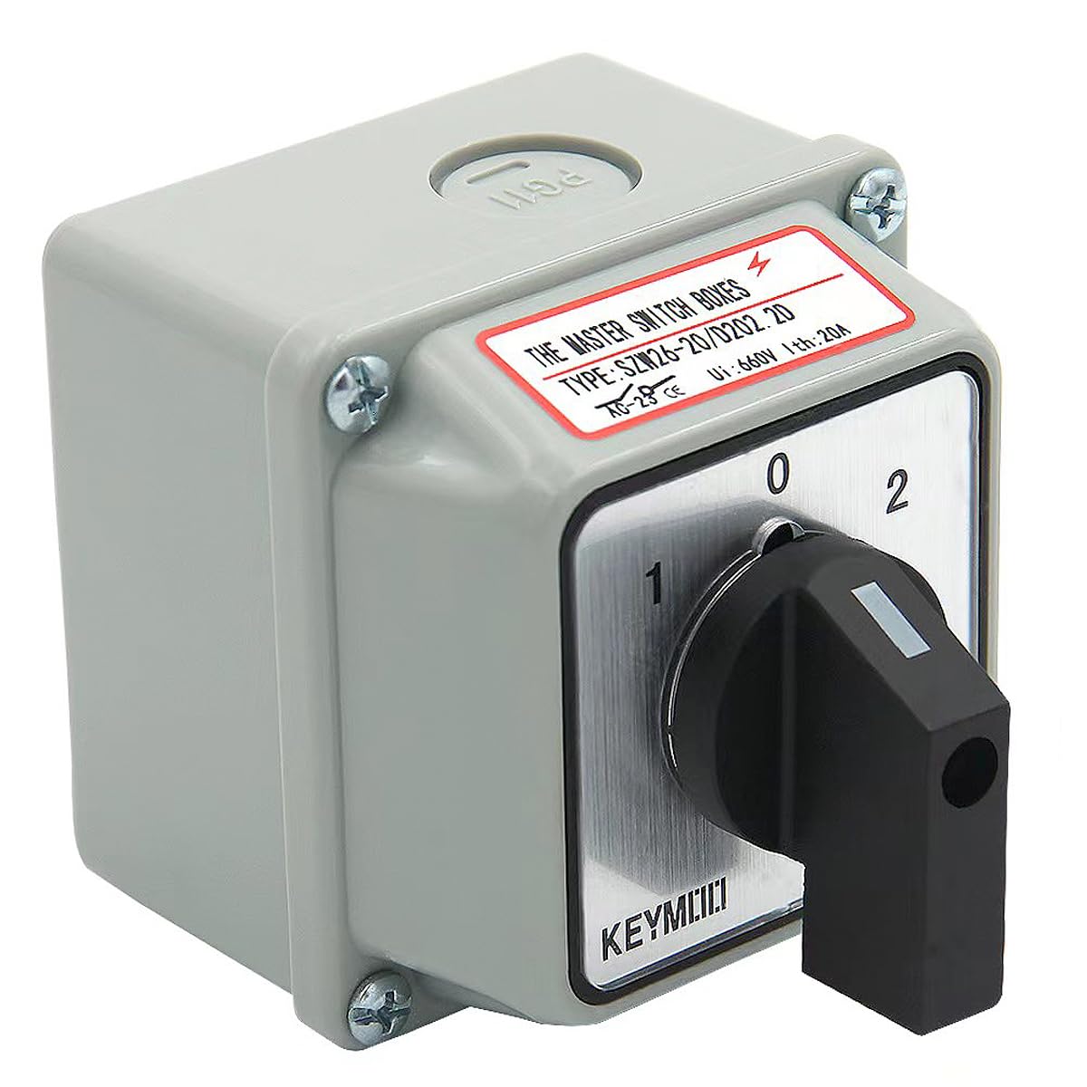 KEYMOO 20A Rotary Changeover Switch with Exterior Box,3 Position 2 ...