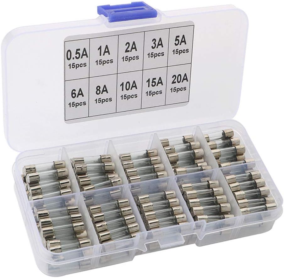 Amazon.com: FULARR 150Pcs 5x20mm Professional Car Glass Tube Fuse, Fast ...