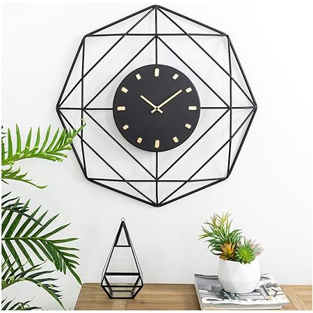 Amazon.com: ZGZD 12 Inch Black Wall Clock Decorative Metal Clock Wall ...