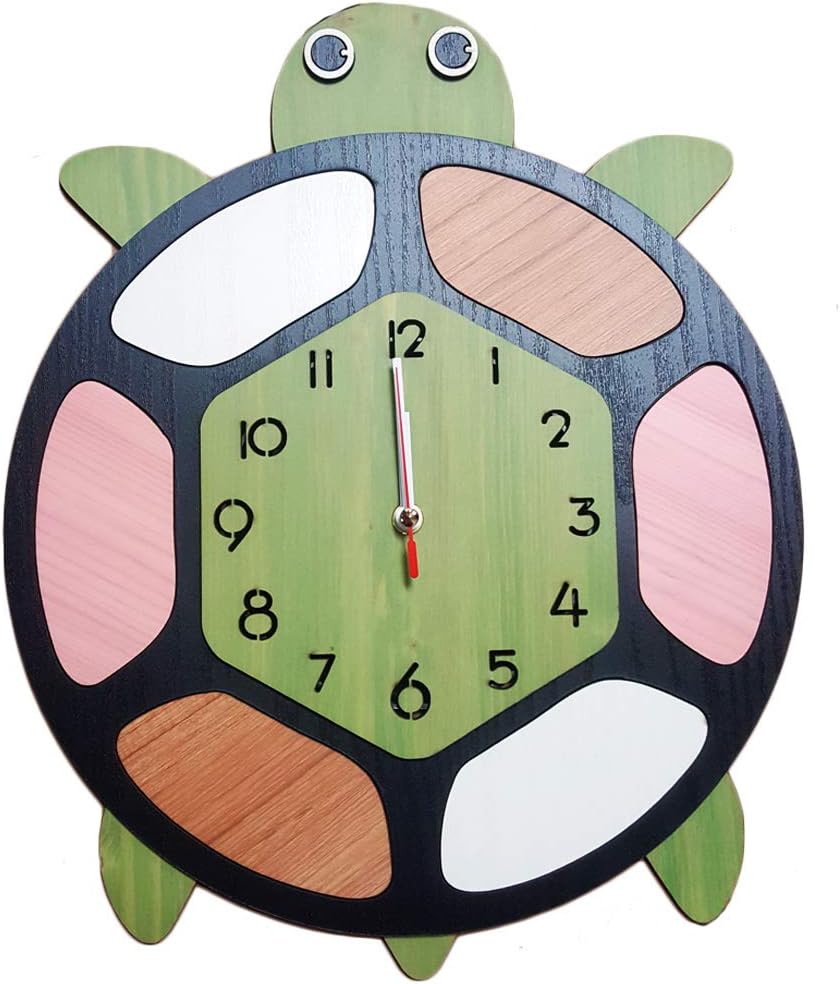 Bronzehouse 14" Cute Turtle Wall Clock Silent & Non-Ticking Quartz ...
