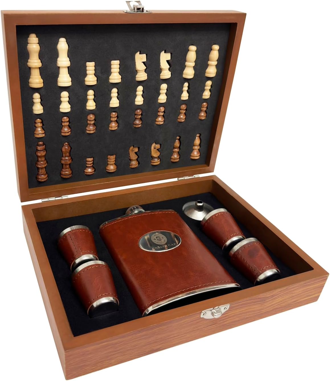 Amazon.com | Generic Whiskey Gift Box - Brown Wooden Chess Board Box ...