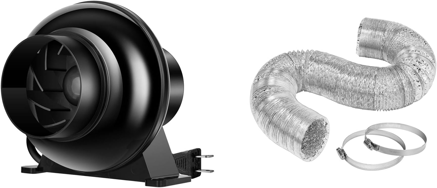 VIVOSUN D4 4 Inch 195 CFM Inline Duct Ventilation Fan and 4 Inch 8 Feet ...