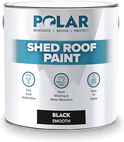Polar Shed Roof Paint – Black 2.5 Litres - Ideal for Felt, Shed ...