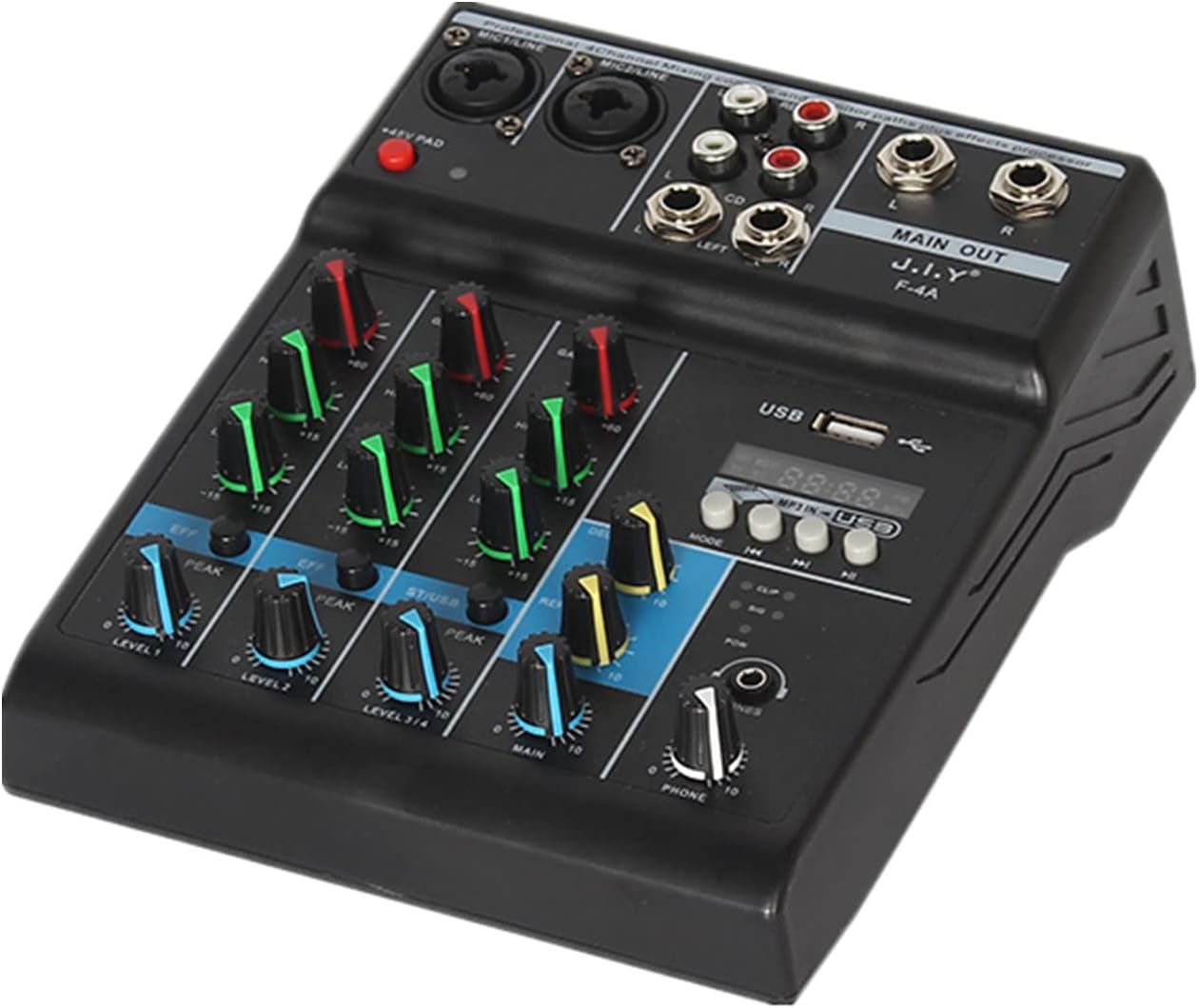 Table de Mixage DJ 4 Canaux Table Mixage Audio USB Alimentation Fantôme ...