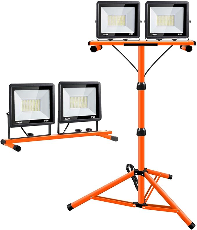 21000 Lumen Work Lights with Stand, 2 Adjustable Head LED Work Light ...