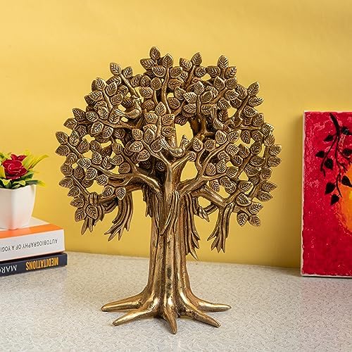 Buy Jaszz Art Pure Brass Kalpavriksha Tree Showpiece (8 inches, 800g ...