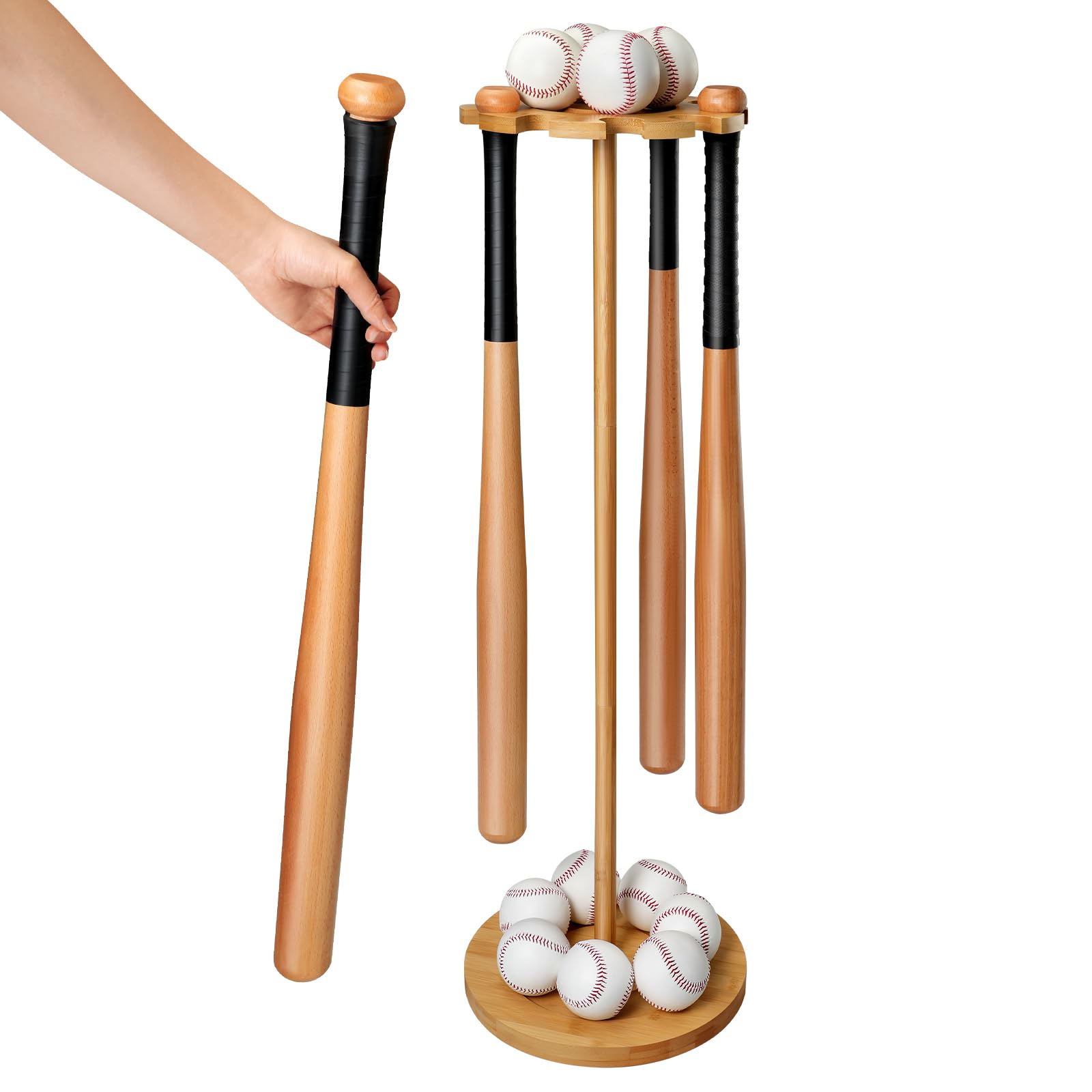 Amazon.com: ikkle Baseball Bat Holder, Wood Baseball Bat Display Rack ...