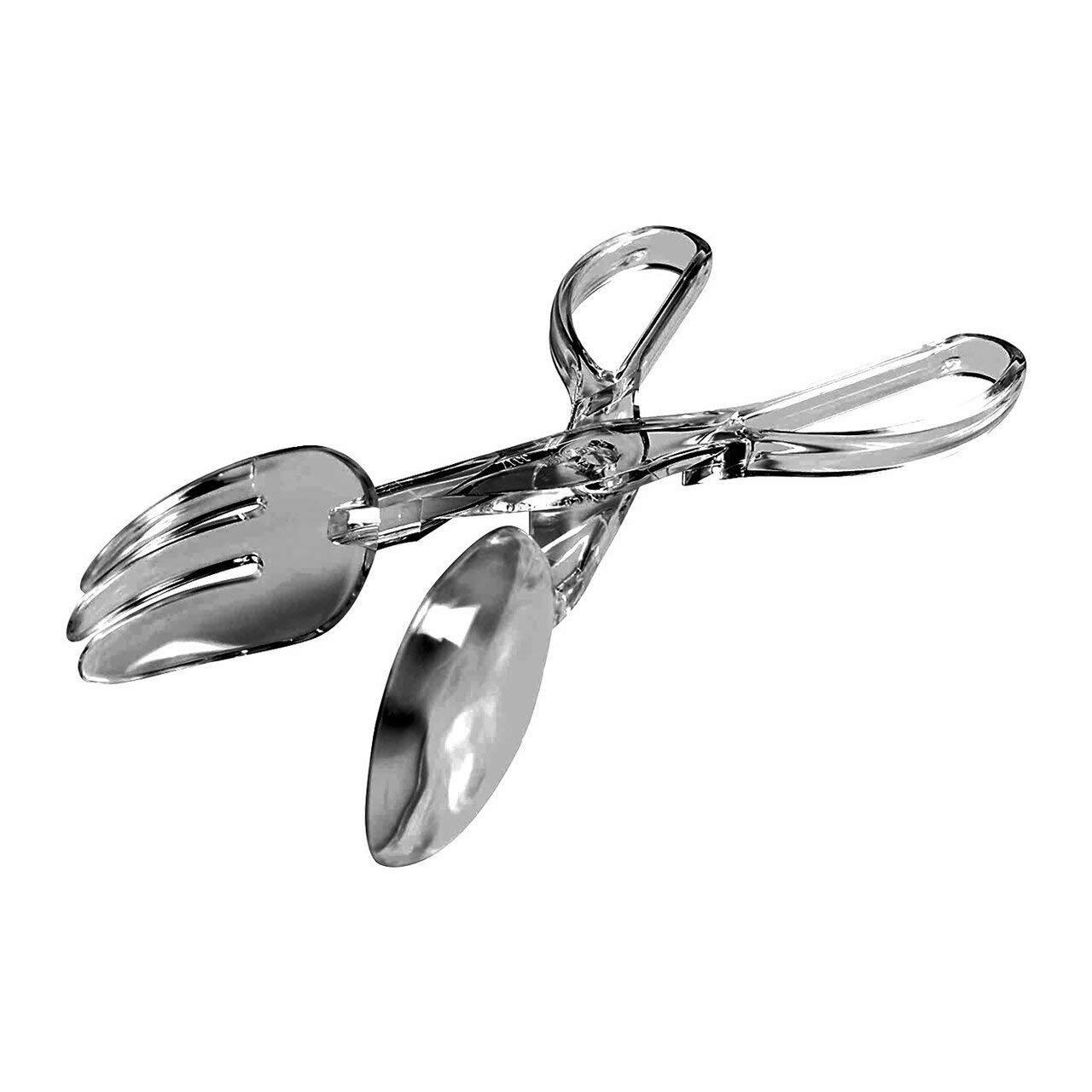 Snapklik.com : Kaya Silver Plastic Disposable Serving Salad Scissor Tongs