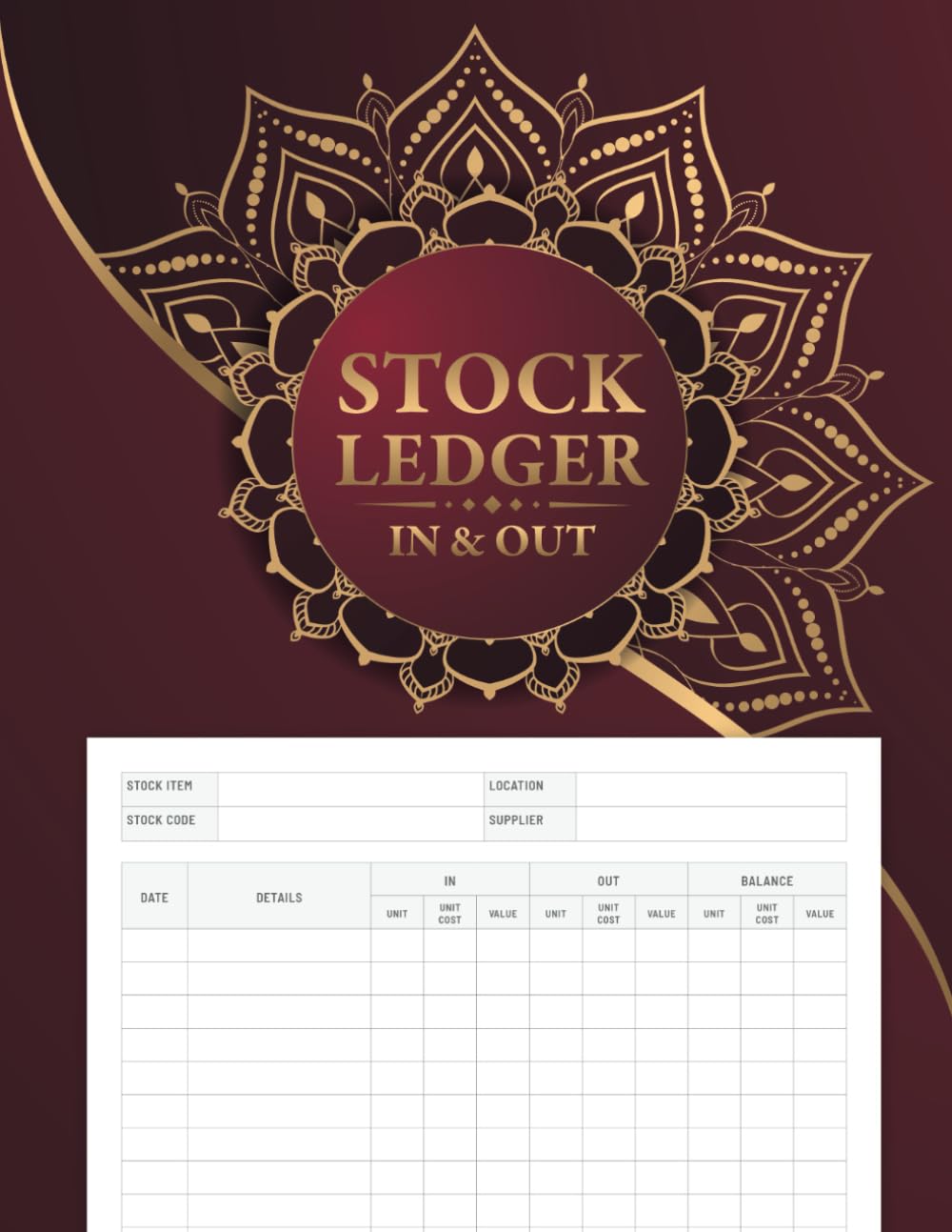 Stock Ledger In And Out Logbook: Inventory Log Book For Tracking Your ...