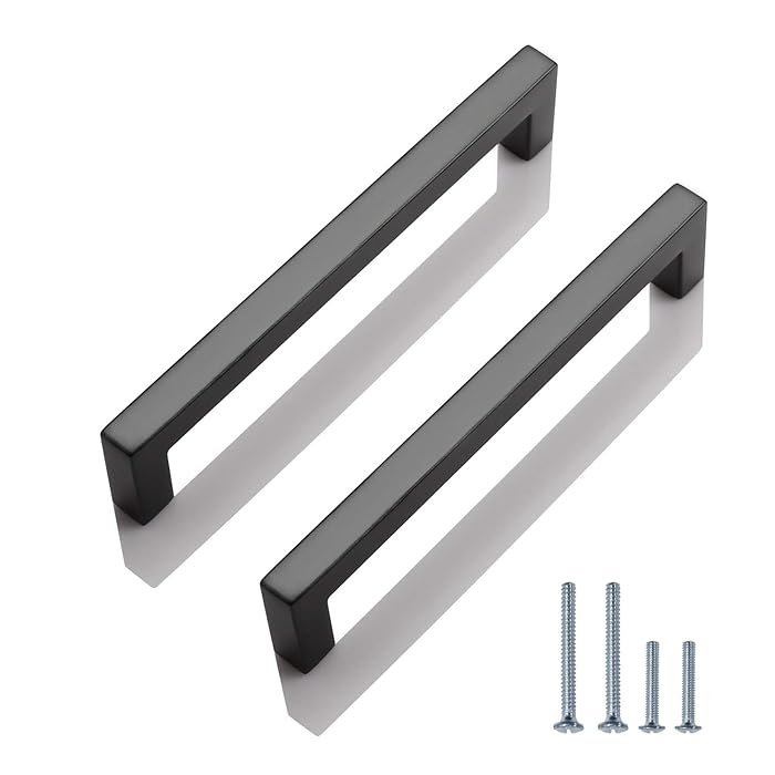 Buy 5 Pack 160mm Kitchen Cabinet Handles Black Cupboard Pulls Stainless ...
