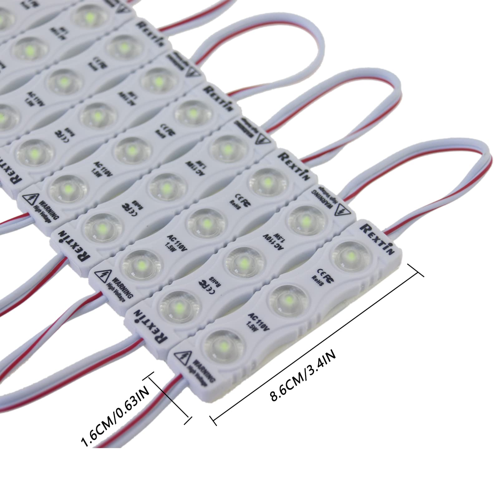 Snapklik.com : REXTiN Super Bright 100pcs 110V 2835 3 LED Module ...