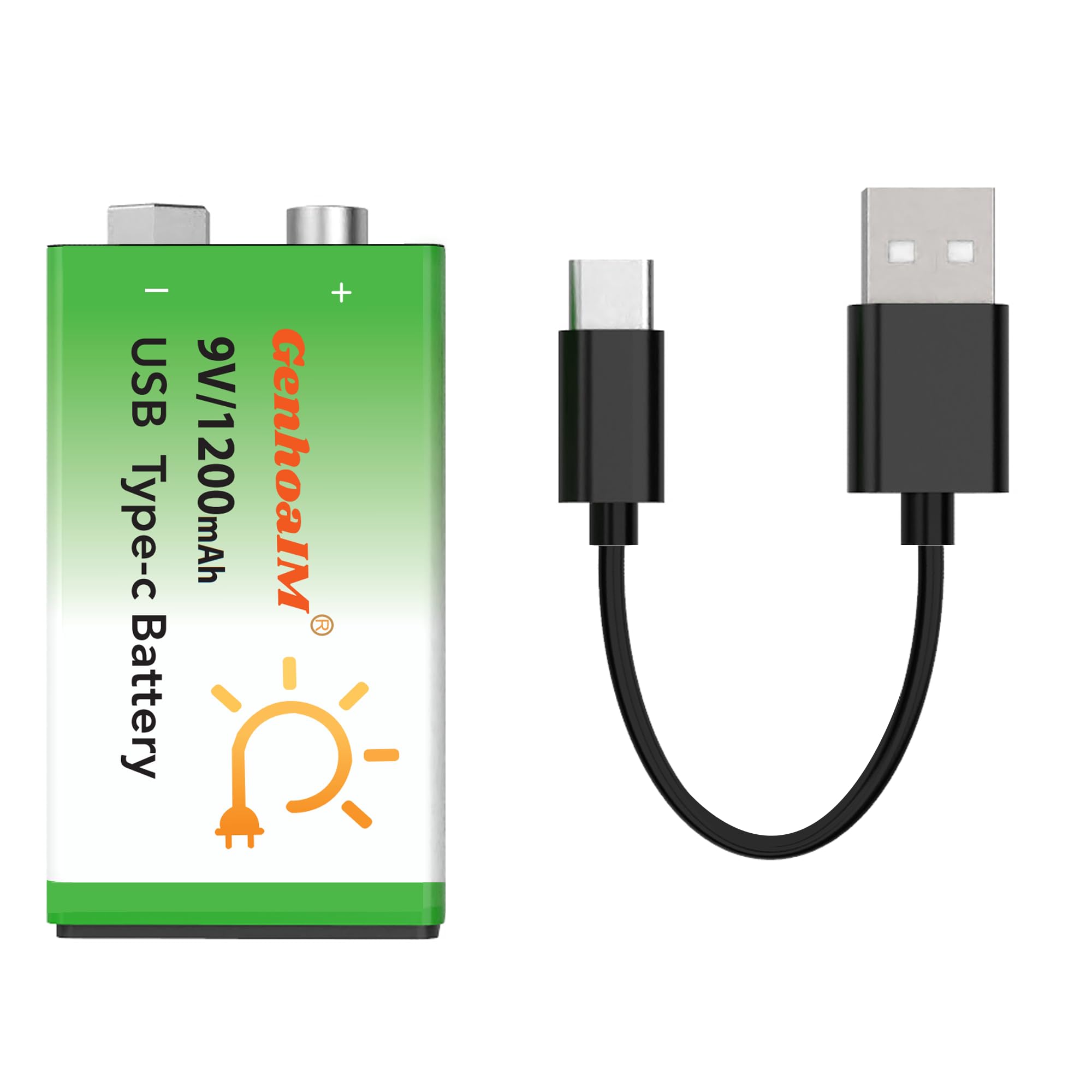 Amazon.com: GenhoaIM 9V Li-ion Rechargeable Battery, 9 Volt/1200mAh ...