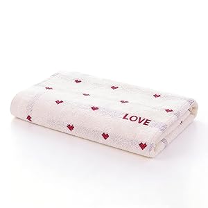 Pure Cotton Jacquard Towel with Red Heart Pattern : Buy Online at Best ...