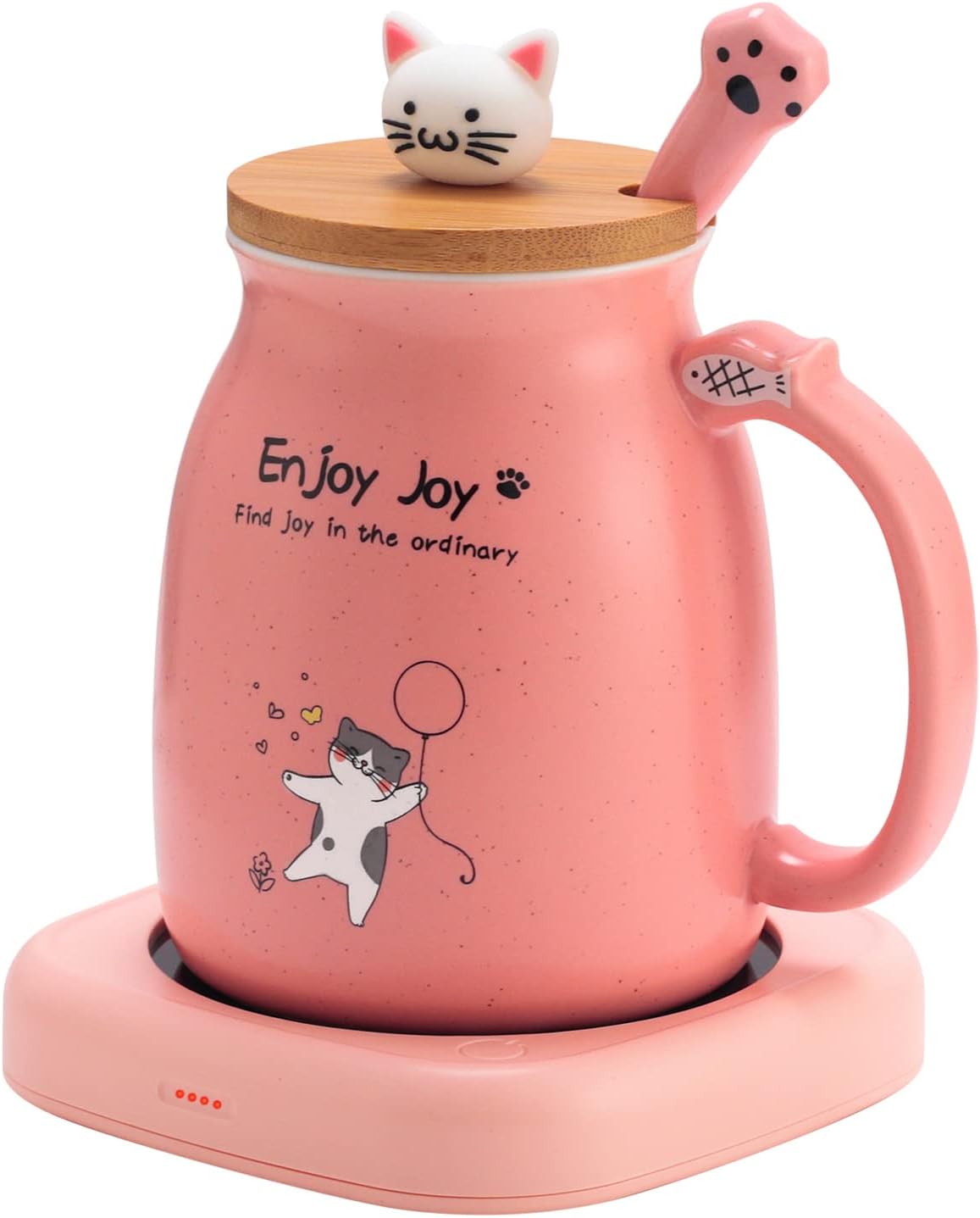 Amazon.com: Bsigo Smart Coffee Mug Warmer & Cute Cat Glass Mug Set ...