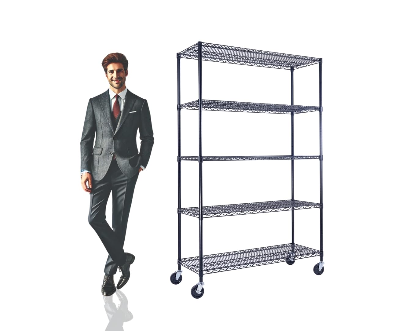 Amazon.com: 48"x18"x72" PRIME HEAVY DUTY Black 5-Tier Wire Shelving NSF ...