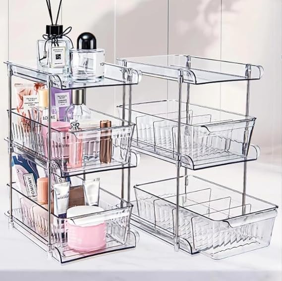 Amazon.com - VUYIKOEN 3 Tier Clear Under Bathroom Sink Organizer Pull ...