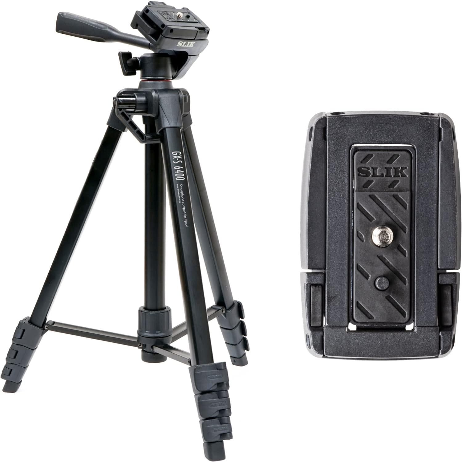 Amazon | スリック SLIK スマホ三脚 GX-S 6400 カメラ・ビデオカメラ対応 レバーロック式 21mmパイプ径 3WAY雲台 ...