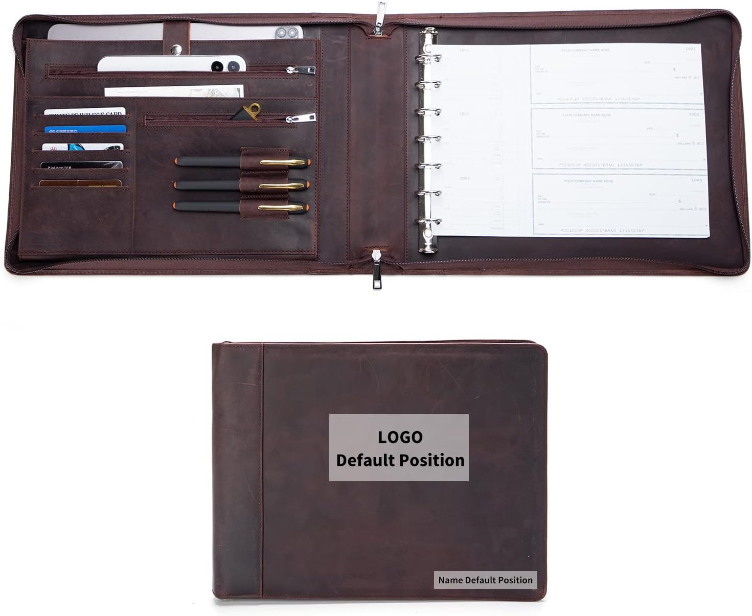 Amazon.com : Geslun Custom 7 Ring Check Binder, Engraved Genuine ...