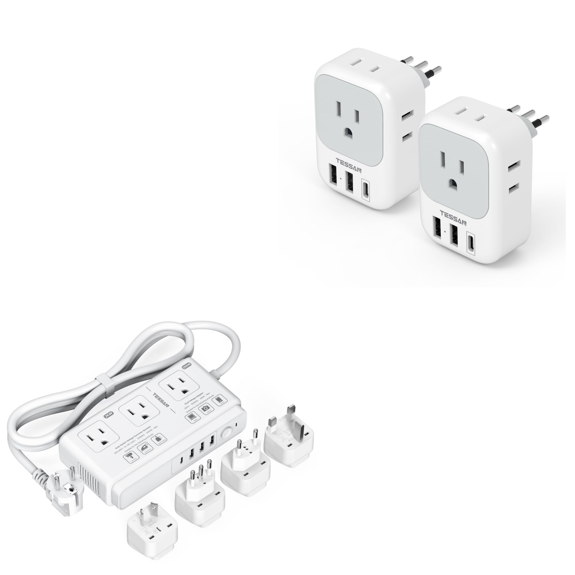 Amazon.com: Italy Travel Plug Adapter 2 Pack, TESSAN Italy Power ...