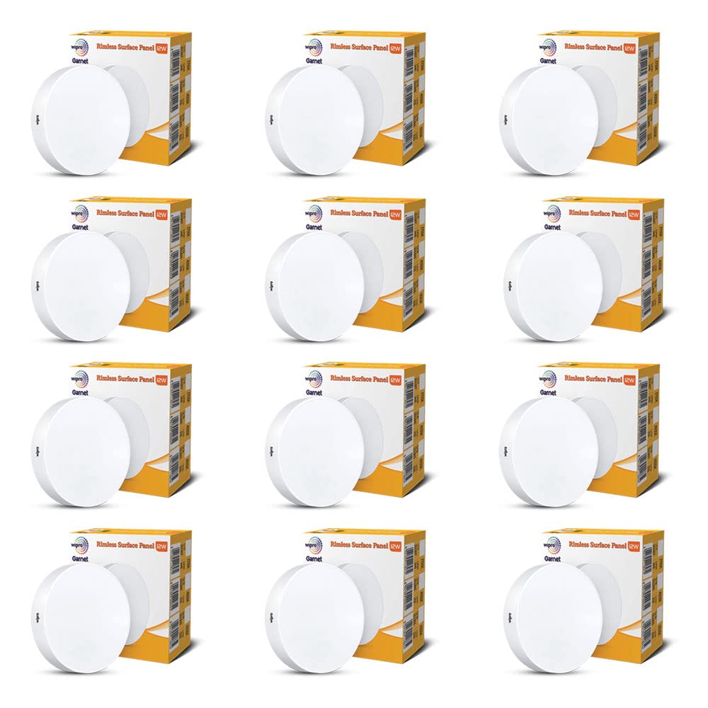 Wipro Garnet 12W Rimless Round Led Surface Panel | Cool White Light ...